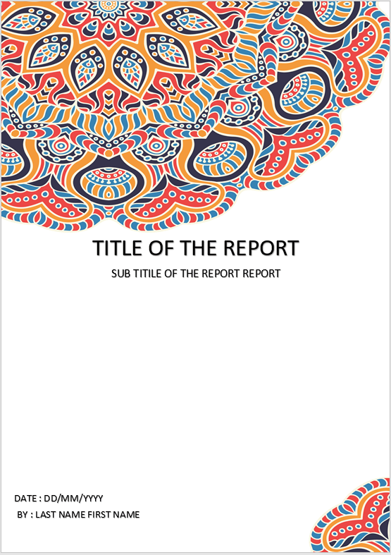 Cover Page Download Template For MS Word Colorful Cover Design